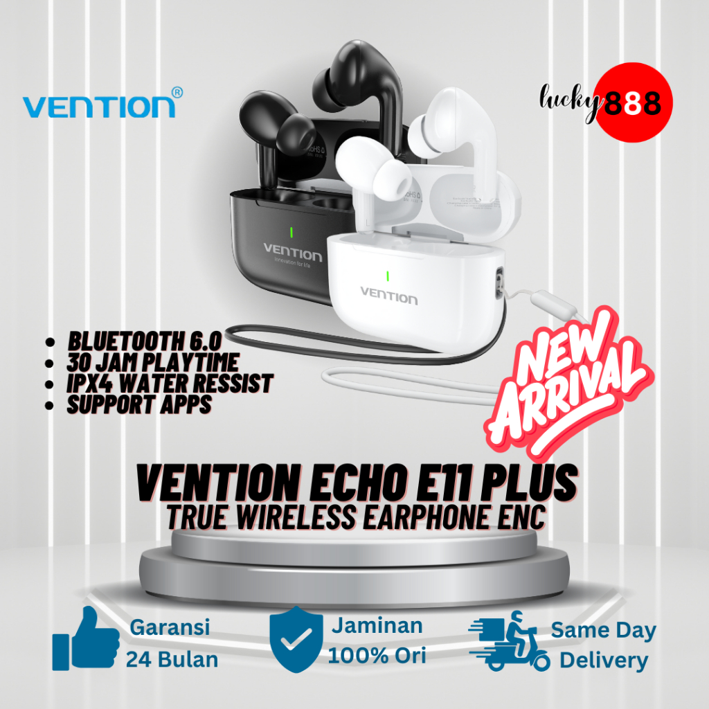 Jual [FREE LANYARD] Vention Echo Lite E11 PLUS TWS ENC True Wireless Mini Bluetooth 6.0 Earphone ...