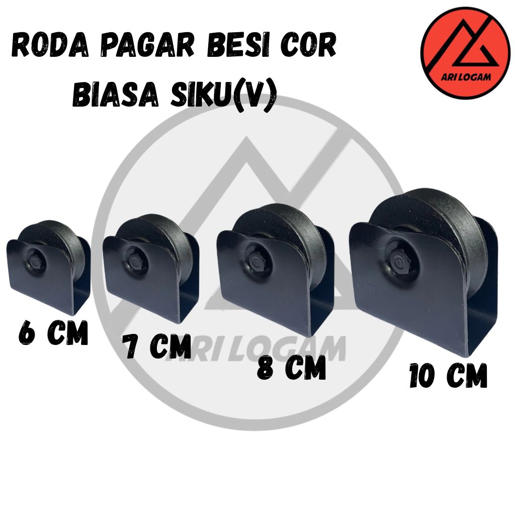 Jual RODA PAGAR BESI COR BIASA SIKU(V) UKURAN 6CM, 7CM, 8CM DAN 10 CM ...