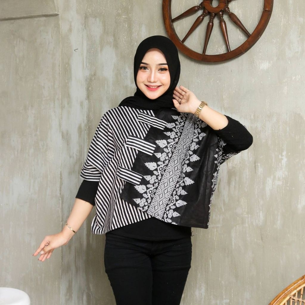 Jual CROP TOP ETNIK BATIK MODEL OVER SIZE ATASAN TENUN BLUS KANTOR ...