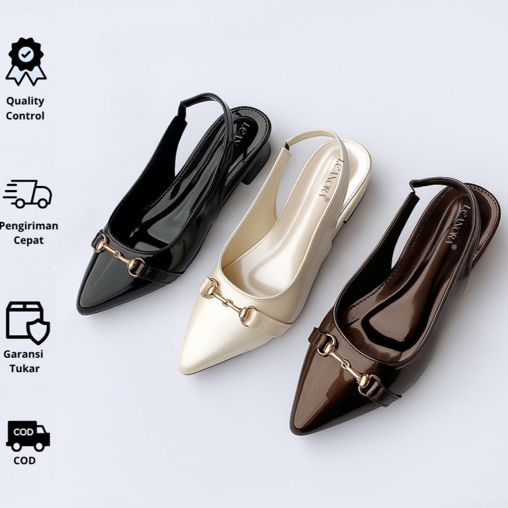 Jual Sandal Wanita Heels Mules Elegan - Pointed Toe, Hak Pendek 3cm ...