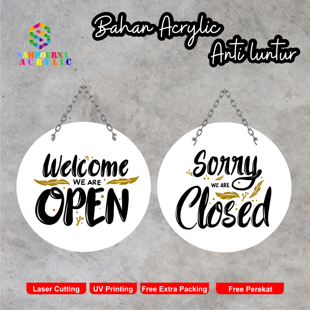 Jual SIGN AKRILIK OPEN CLOSE Toko / Cafe / Kantor Elegan (DEPAN ...