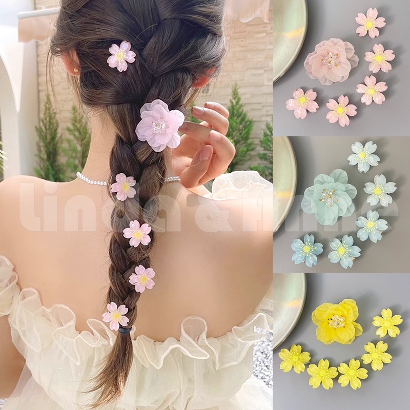 Jual L&A 6 PCS Jepit Rambut Bunga Sakura Mini Jepitan Rambut Anak Kecil ...