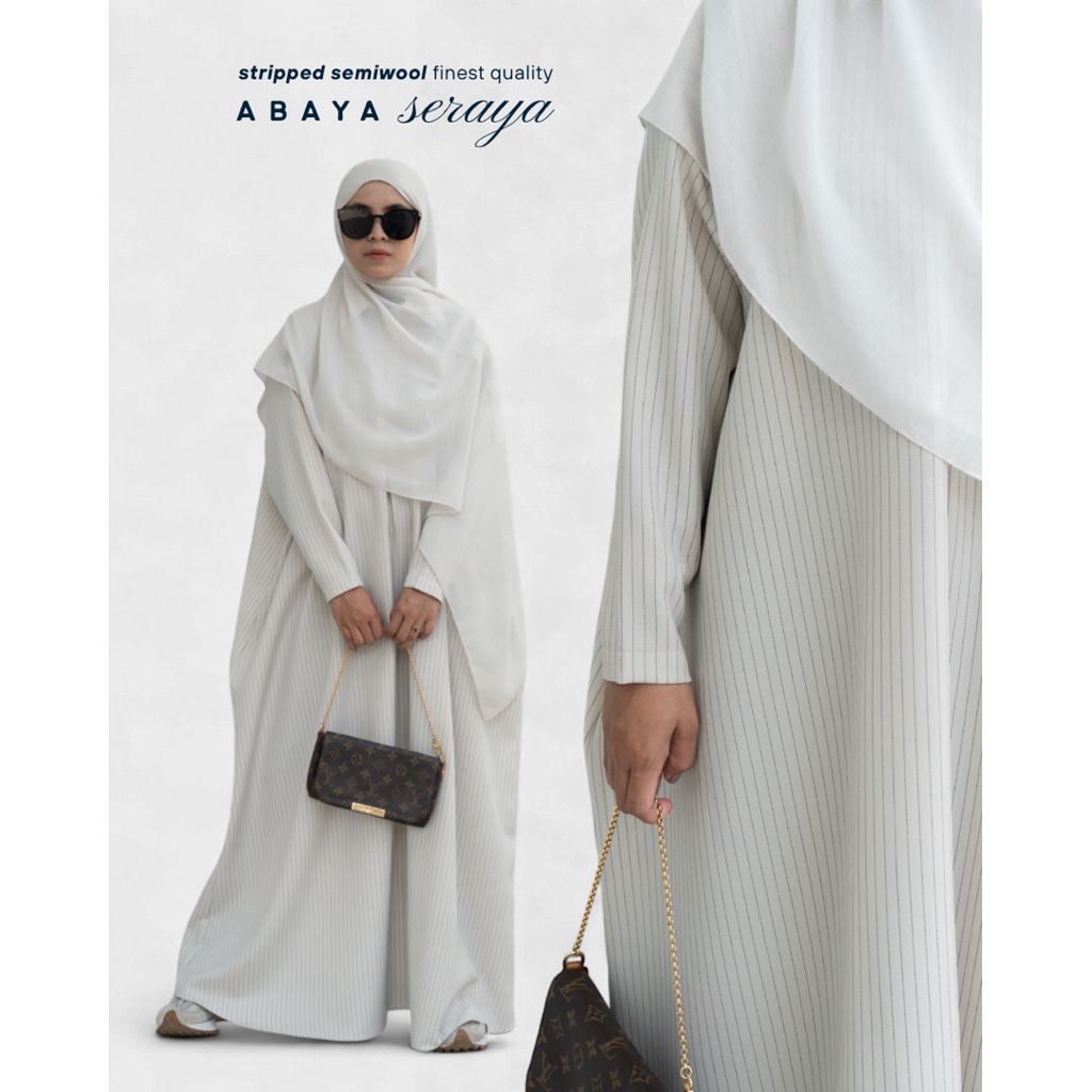 Jual Abaya seraya Stripped semiwoll | Shopee Indonesia