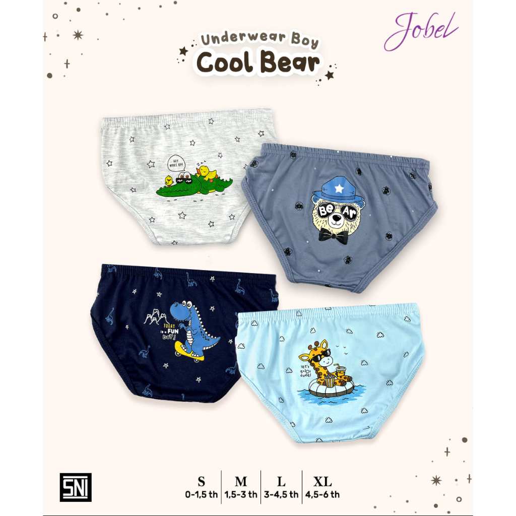 Jual KAZEL Jobel Boy Underwear - Cool Bear / Spaceship Edition (4 Pcs) 0-6 Tahun | Shopee Indonesia