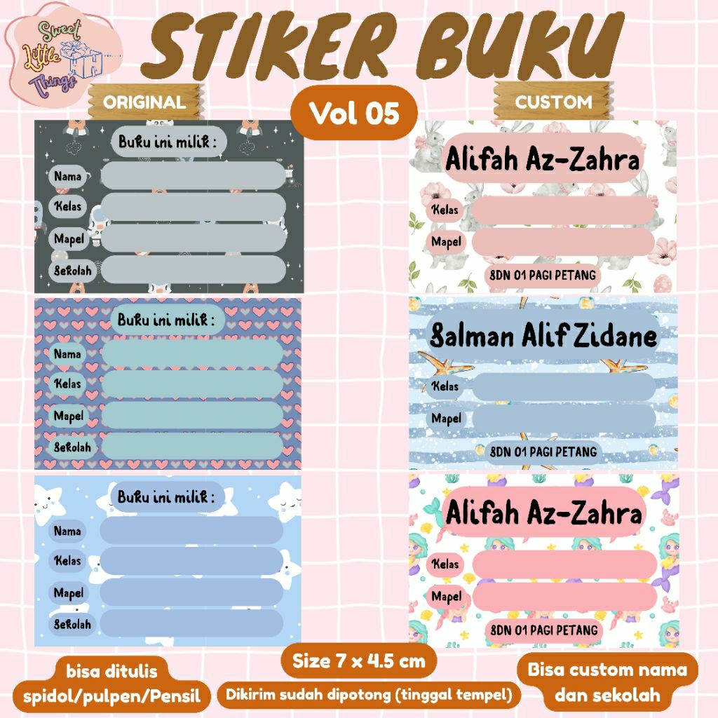 Jual STIKER BUKU . STIKER NAMA BUKU / LABEL BUKU (Vol 5) | Shopee Indonesia