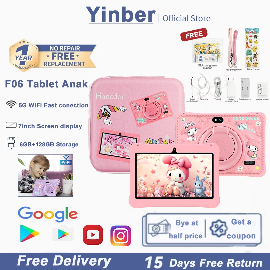 Jual Yinber Tab Tablet Anak F06 Kids Study Tab Tablet Edukasi SIM WIFI ...