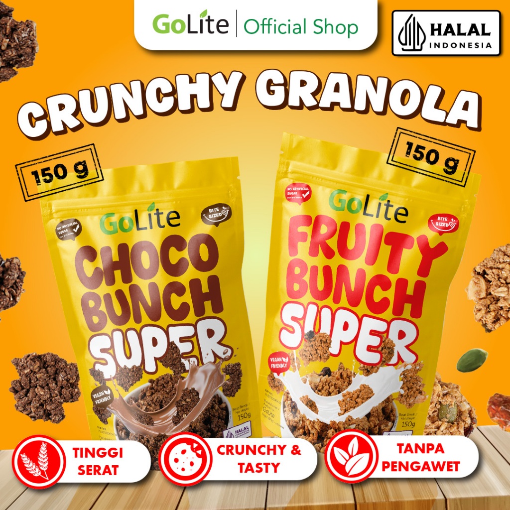 Jual GoLite Fruity Bunch dan Choco Bunch 150g MIX (Dua Pack) - Granola ...