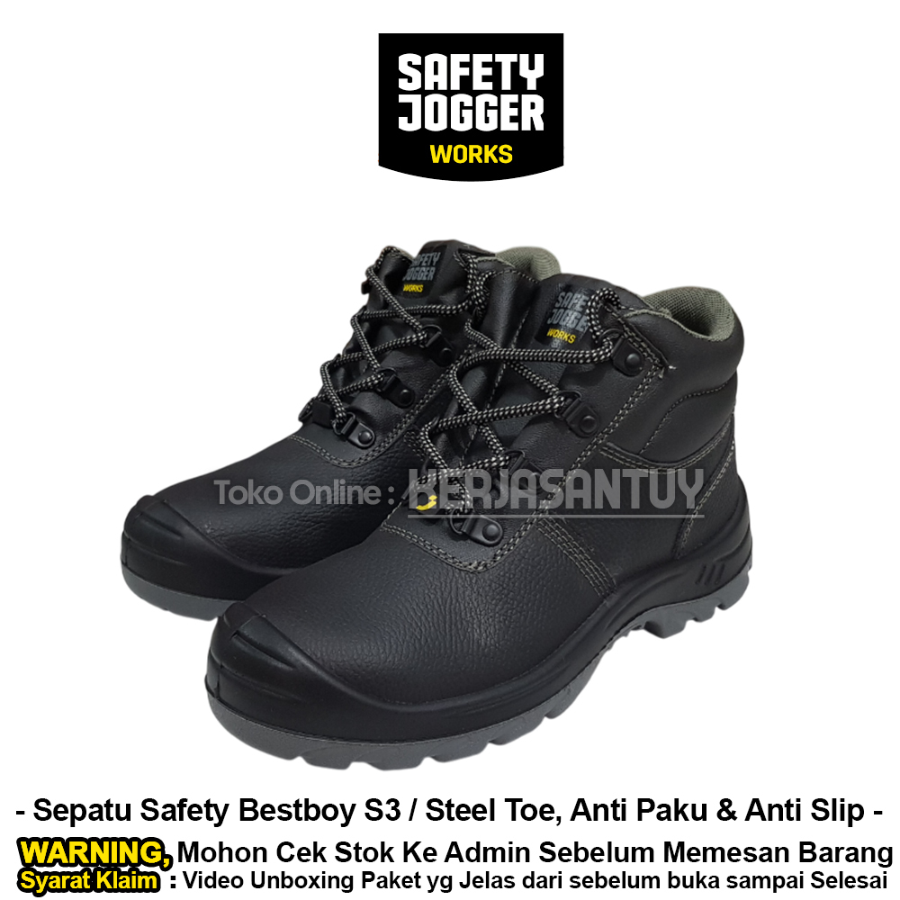 Jual Sepatu Safety Jogger Bestboy S3 Hitam / Sepatu Proyek Semi Boot ...