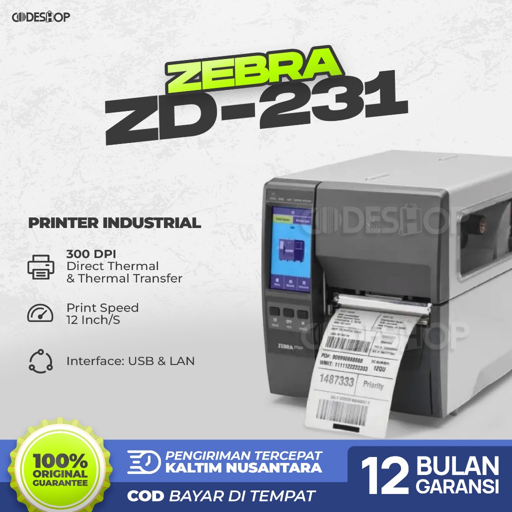 Jual Zebra Printer Barcode Industrial ZT231 Direct Thermal Transfer ...
