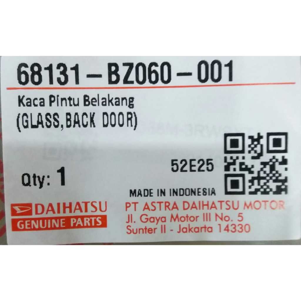 Jual KACA PINTU BELAKANG DAIHATSU XENIA, TOYOTA AVANZA 2006-2011 / ...