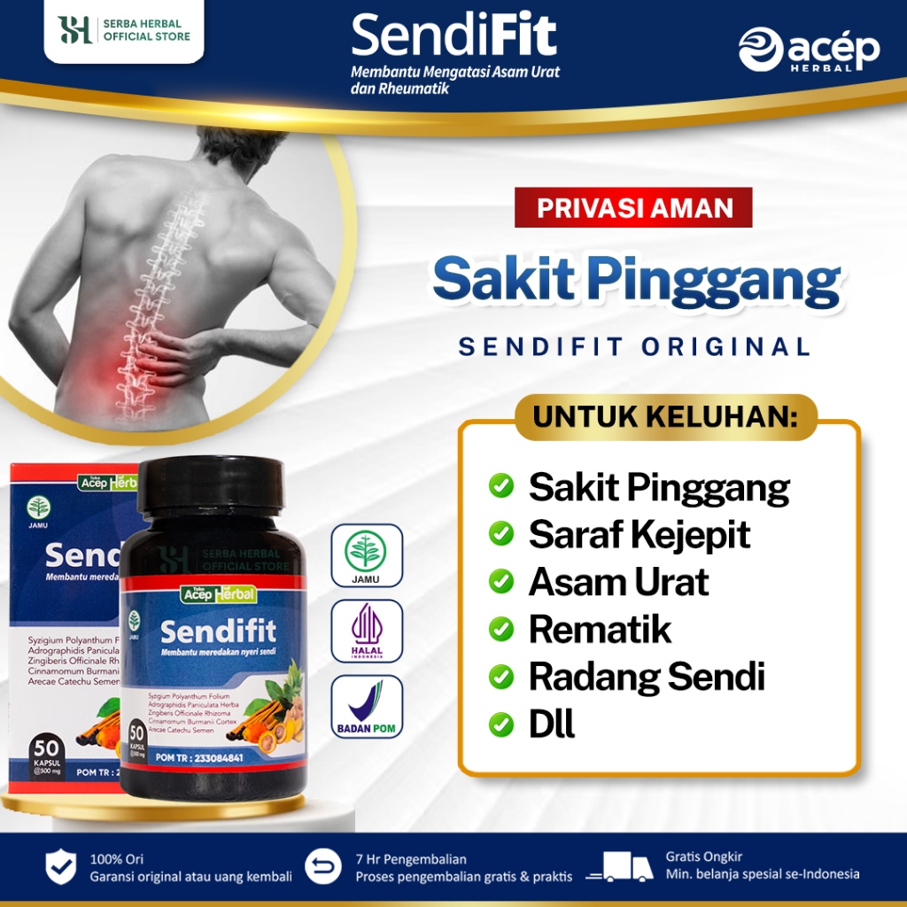 Jual SendiFit Obat Sakit Pinggang Nyeri Sendi Saraf Kejepit Asam Urat ...