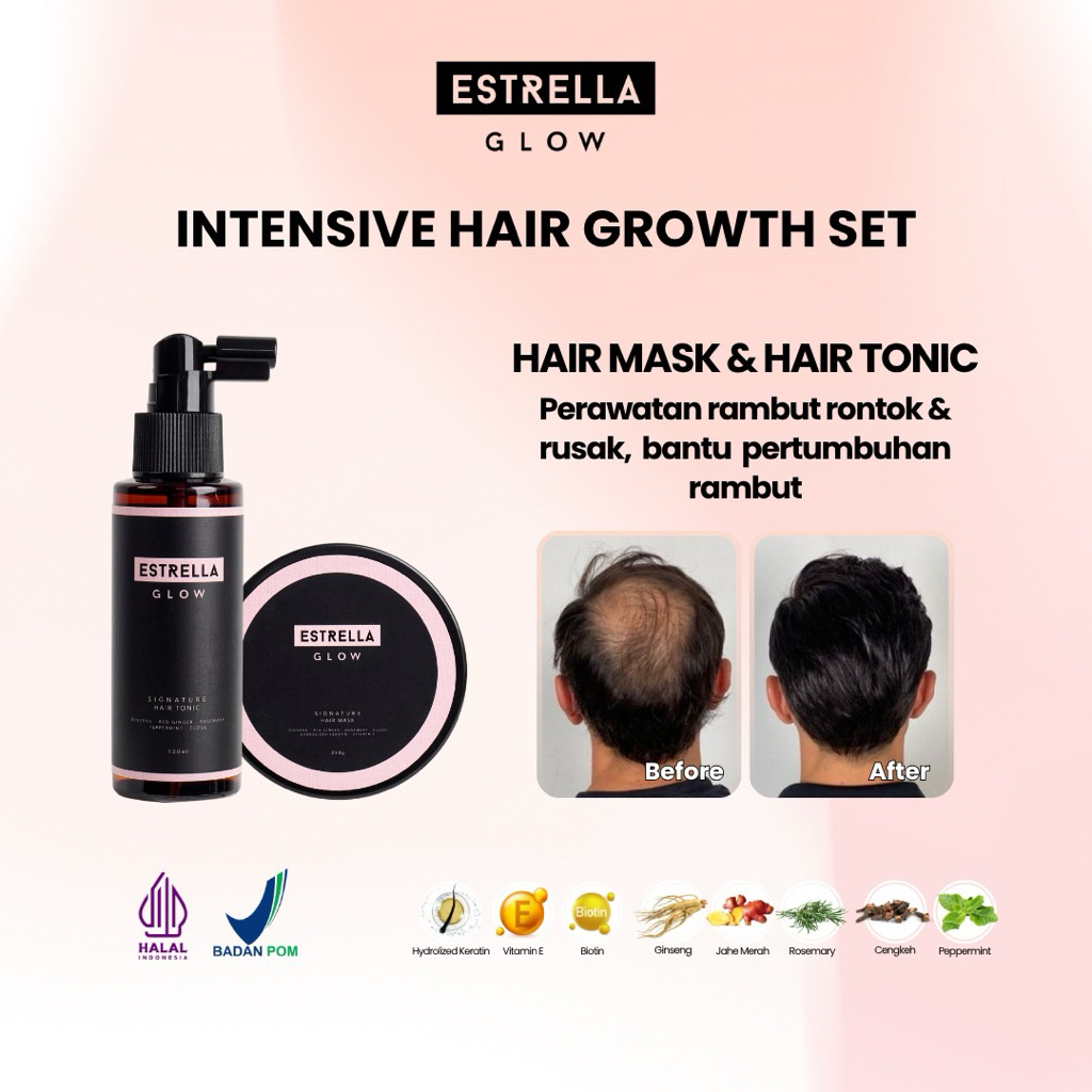 Jual Estrella Glow Intensive Hair Growth Set. Anti hairfall , rambut ...