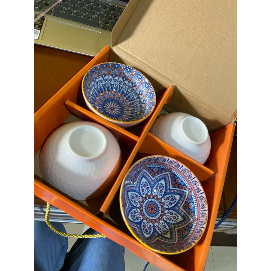 Jual 4 Pcs Mangkok Keramik Batik Warna Warni 10cm Motif Jepang Plus ...