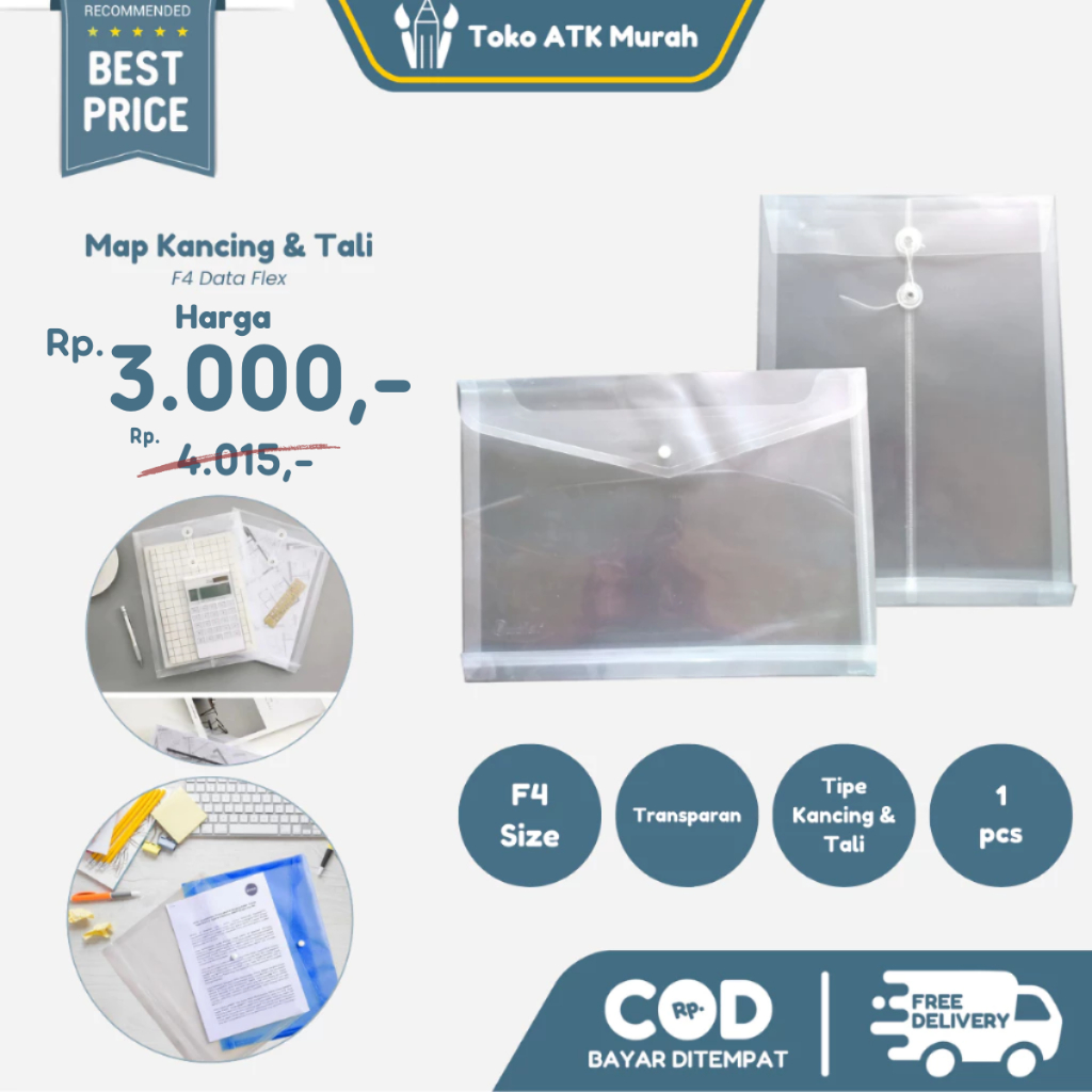 Jual Map Plastik Tali / Map Plastik Kancing Data Plus / Data Flex Folio ...