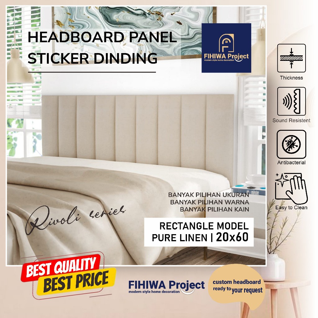 Jual Fihiwa – Headboard Pure Linen 60x20cm Rivoli Series Model ...
