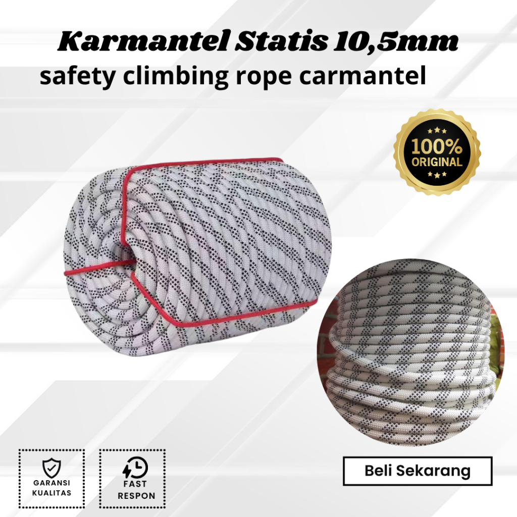 Jual Tali Karmantel Statis-Ropes 10,5MM X 200 M / safety climbing ropes ...