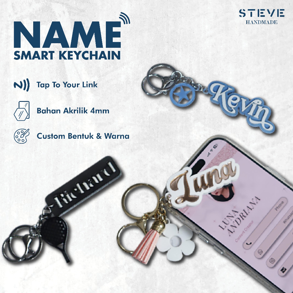 Jual Custom Name Smart NFC Keychain Gantungan Nama Link Sosmed Bisa ...