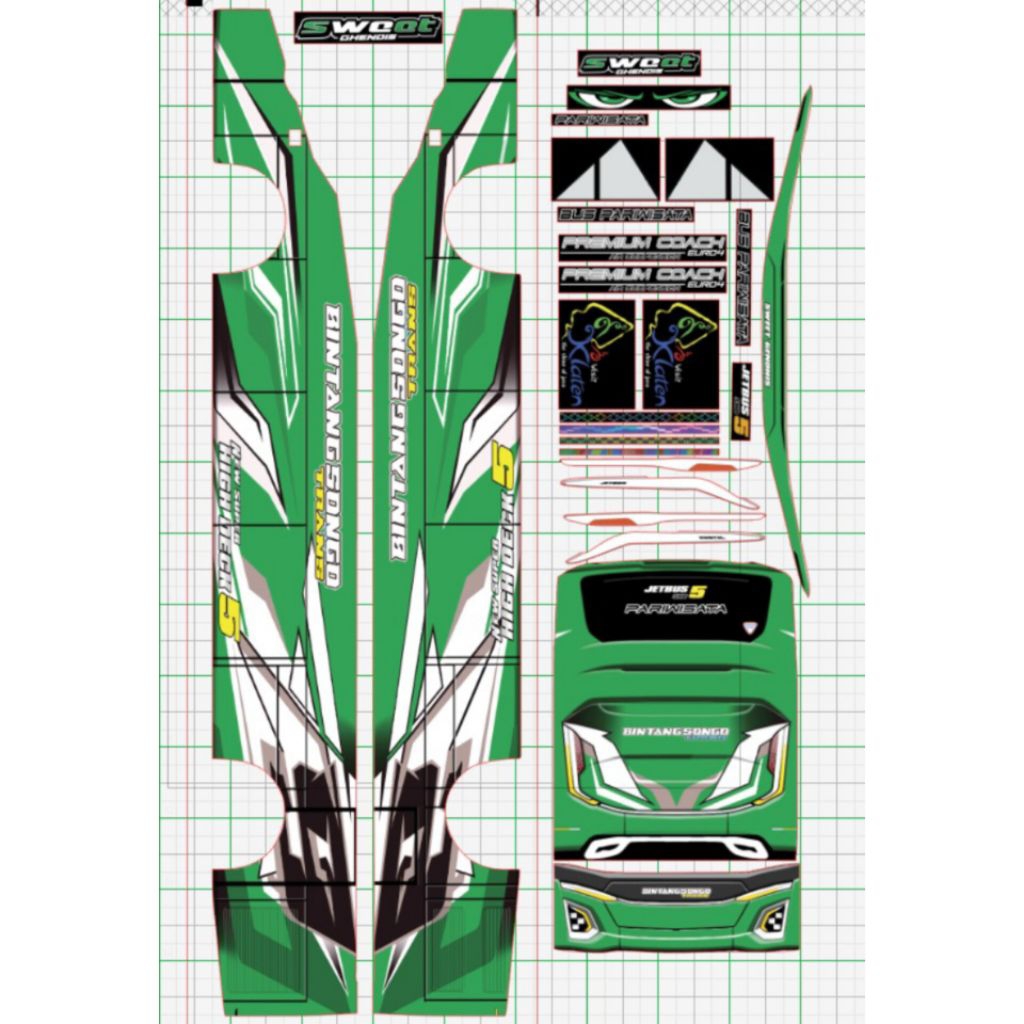 Jual Sweat Ghendis Po Bintang Songo Trans| sticker miniatur Bus ...