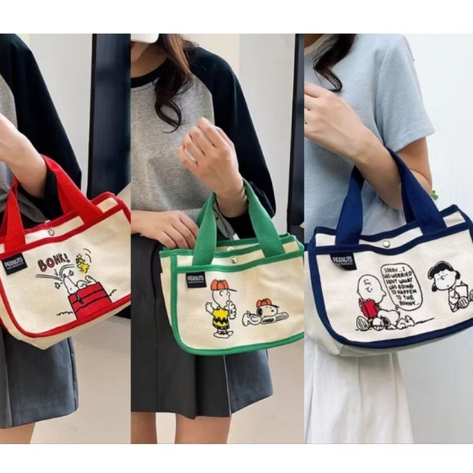 Jual Snoopy Peanuts Snoopy and Friends Small Canvas Tote Bag lunch Bag ...