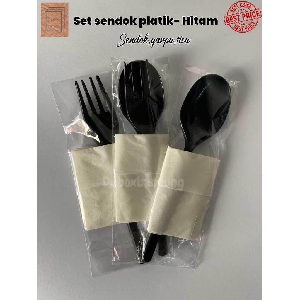 Jual (1 Pak=50pcs) Sendok set plastik premiun, sendok garpu set plastik ...