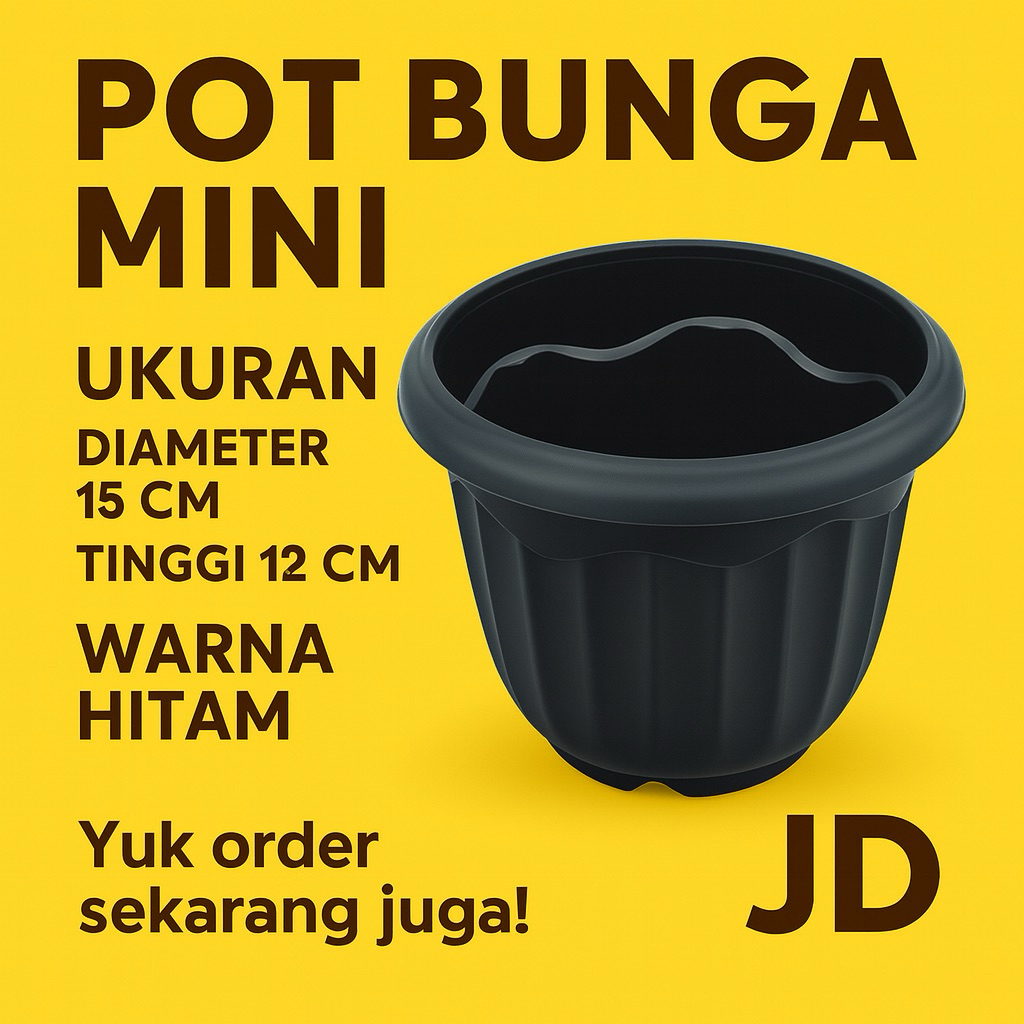 Jual Pot Bunga Hitam Mini 15cm | Pot Tanaman Plastik JD Tebal | Pot ...