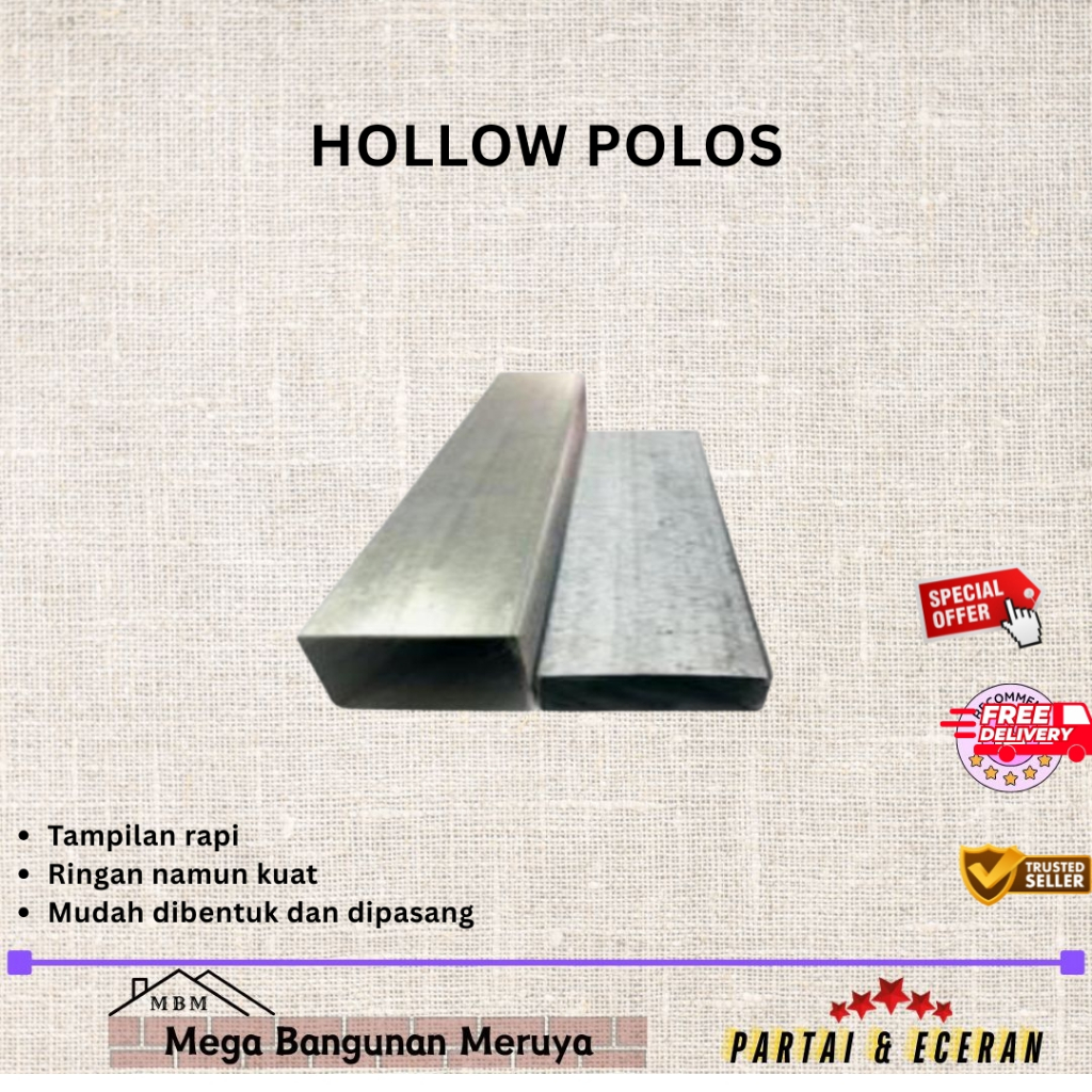 Jual Besi Holo Holow Hollow POLOS Galvanis 4x4 tebal 0,4 mm Rangka Plafon | Shopee Indonesia