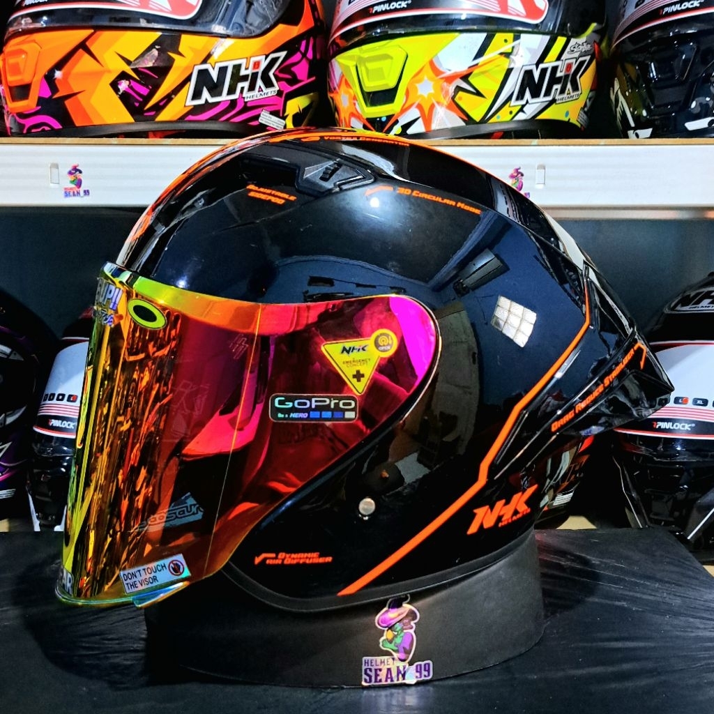 Jual HELM NHK N2 MAX PROJECT BLACK ORANGE VISOR RHD LENS LIGHT SMOKE ...