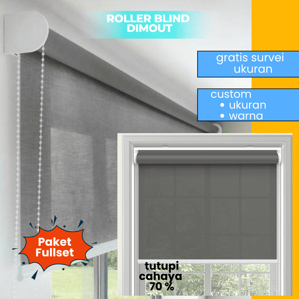 Jual Roller Blind Dimout Custom Ukuran/Tirai Gulung Jendela Kamar Rumah ...
