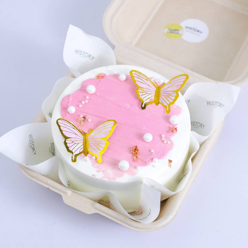 Jual Kue Ulang Tahun Korea / Lunch Box Cake Rasa Vanilla Cheese - Pink ...