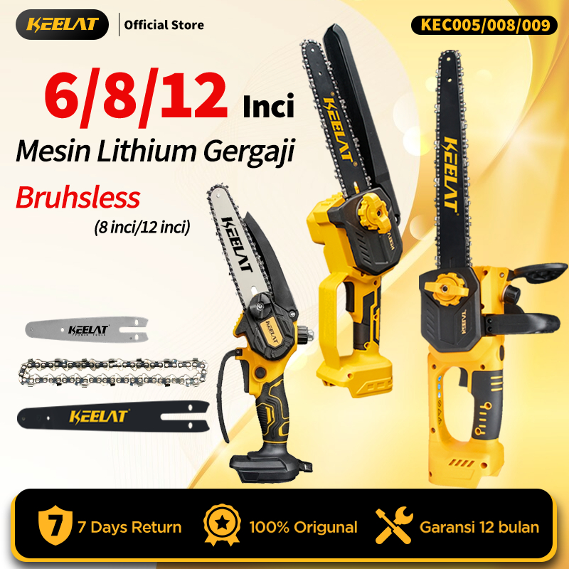 Jual KEELAT Chainsaw 6/8/12 inch Gergaji Cordless Mini Chainsaw KEC009 Brushless Gergaji Kayu ...