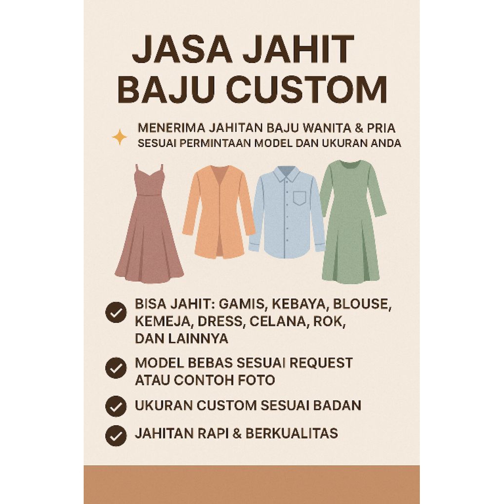 Jual Jasa Jahit Baju Wanita & Pria | Jahit Gaun, Kebaya, Kemeja, Gamis ...