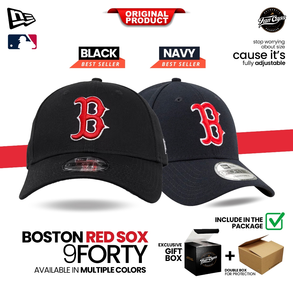 Jual Topi New Era Original MLB Boston Red Sox 9FORTY warna Navy & Hitam ...