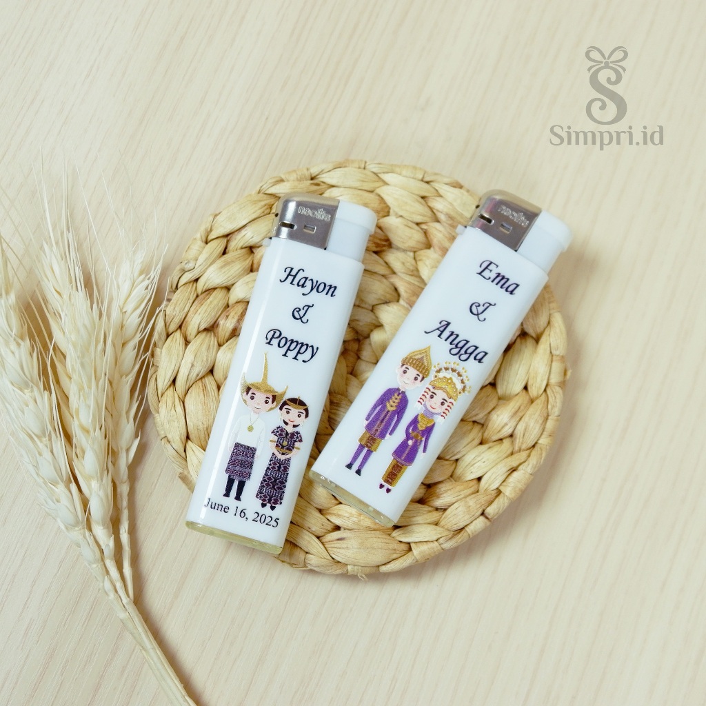 Jual Souvenir Pernikahan Korek Api Gas – Paket 50 pcs Custom Nama ...