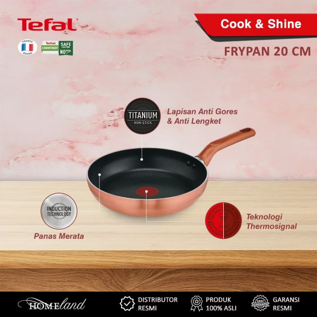 Jual TEFAL SHINE N COOK FRYPAN 20CM | TEFAL WAJAN ANTI LENGKET TITANIUM | Shopee Indonesia