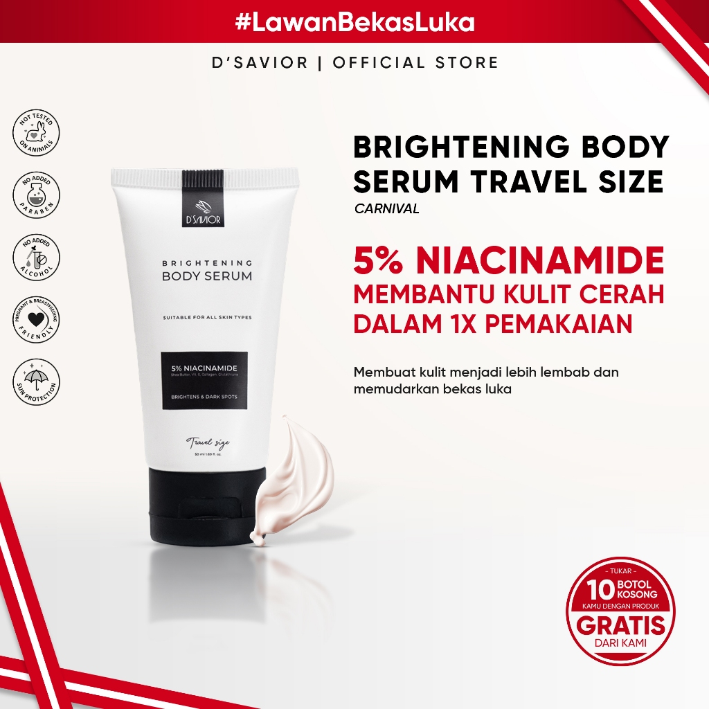 Jual D'SAVIOR Body Serum Brightening Niacinamide 5% | Travel Size 50ml ...