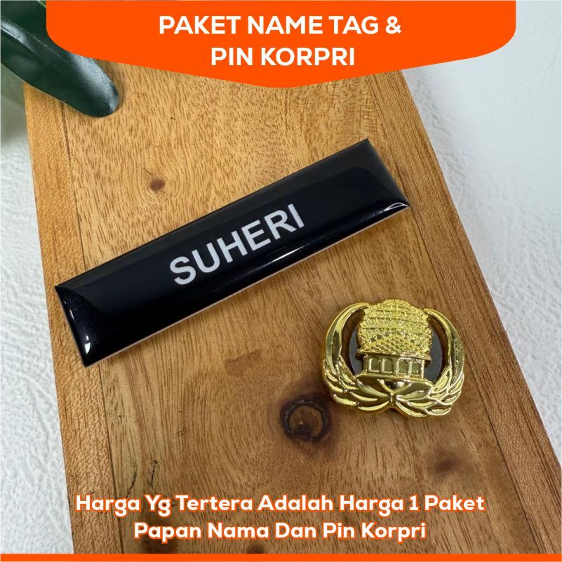 Jual Papan Nama Dada PNS Name Tag ASN Paket Pin Korpri | Shopee Indonesia