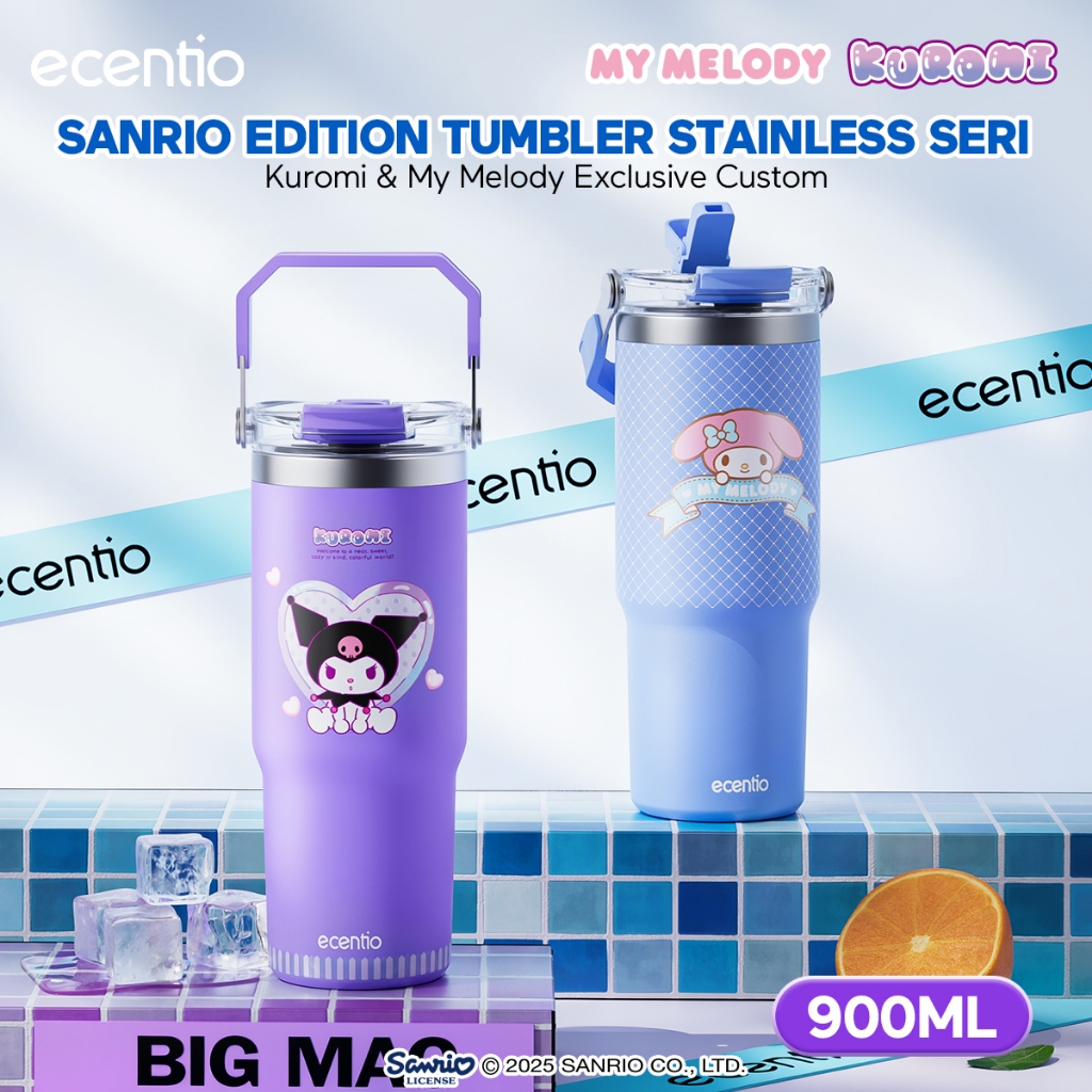 Jual 【Live Special Price - 20k】【Sanrio Series】ecentio Tumbler Stainless 900ml Kuromi & My Melody ...