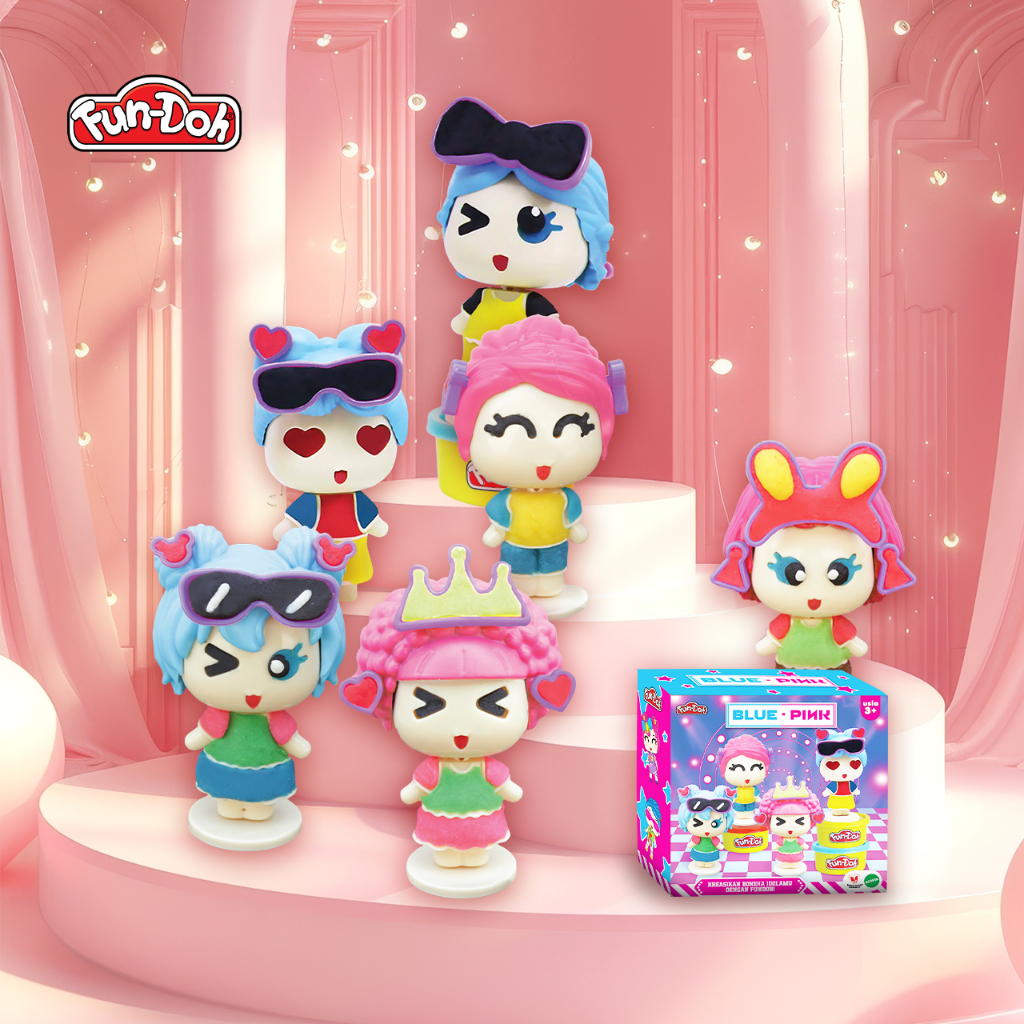 Jual COD FUNDOH BLUE-PINK Mainan Karakter Satu Set Cetakan Boneka Clay ...