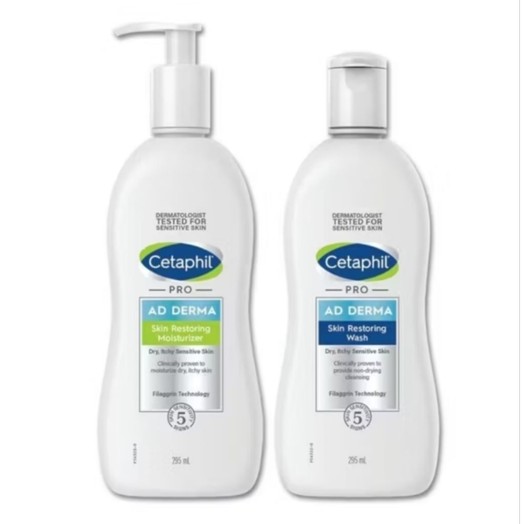 Jual Cetaphil PRO AD DERMA SKIN RESTORING WASH / MOISTURIZER LOTION 295 ...