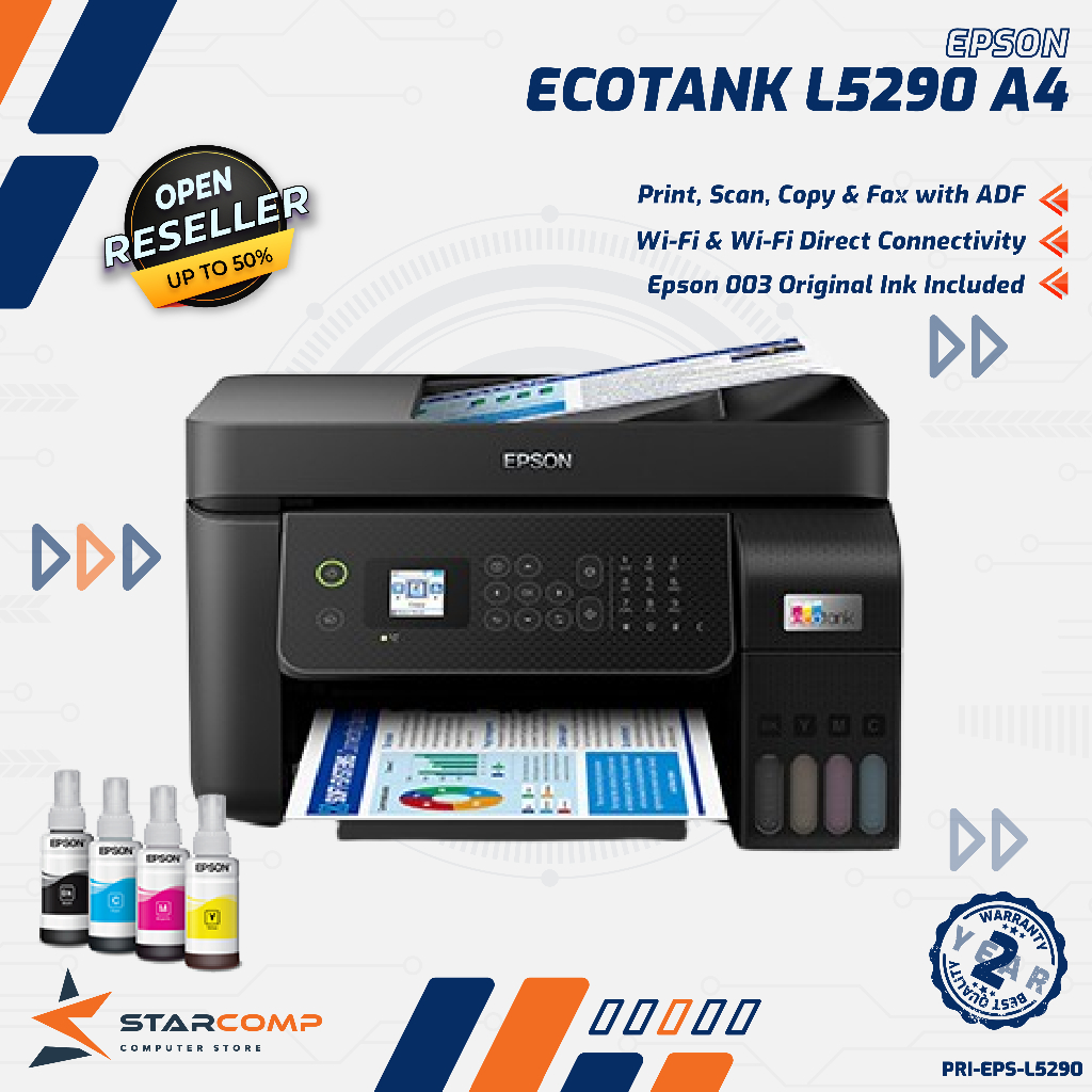 Jual Epson L5290 EcoTank A4 Printer Wi-Fi Wireless Print Scan Copy Fax ...