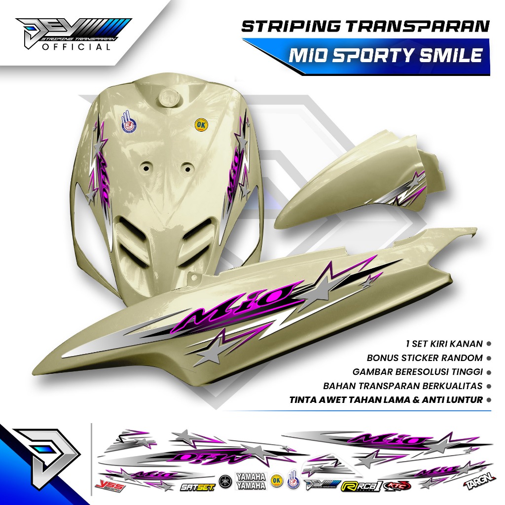 Jual STRIPING TRANSPARAN MIO SPORTY | MIO SMILE | MOTIF BINTANG NEW ...