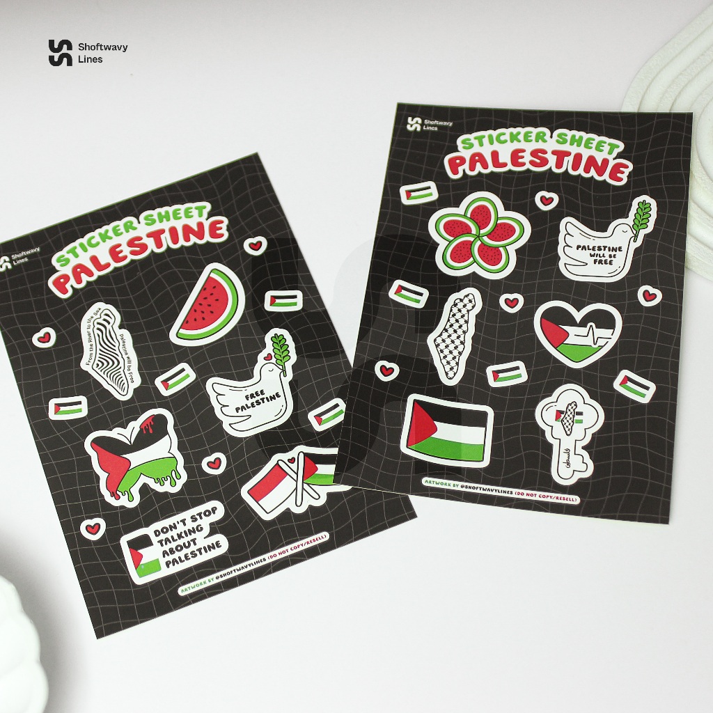 Jual SHOFTWAVY Palestine Sticker Sheet Vinyl A6 | Aesthetic Sticker ...