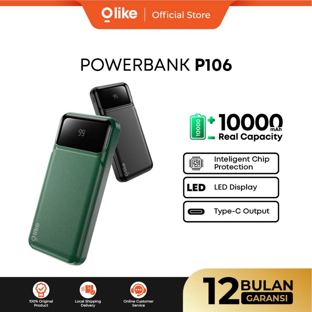 Jual OLIKE Powerbank P106 10000 mAh 5V 2.4A Built in Cable with LED ...