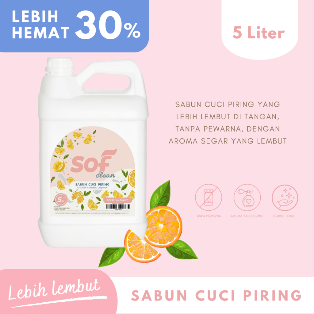 Jual Sof Clean sabun cuci piring 5 liter , sabun pencuci piring yang ...