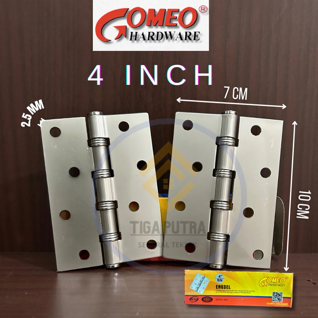 Jual Engsel Pintu 4” Inch GOMEO – Plat Tebal 2.5mm | Bahan Silver Chrom ...