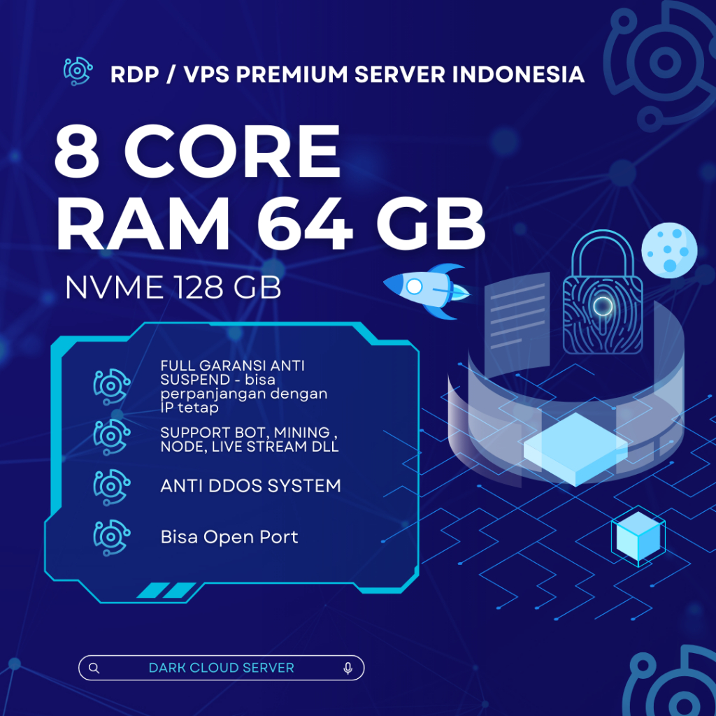 Jual RDP / VPS Ram 64GB 8 Core / 8 Vcpu Ram 64 GB Bulanan Mingguan ...