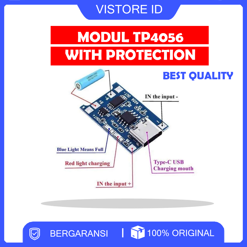 Jual TP4056 TYPE C 5V 1A +Protect / Modul Charger | Shopee Indonesia