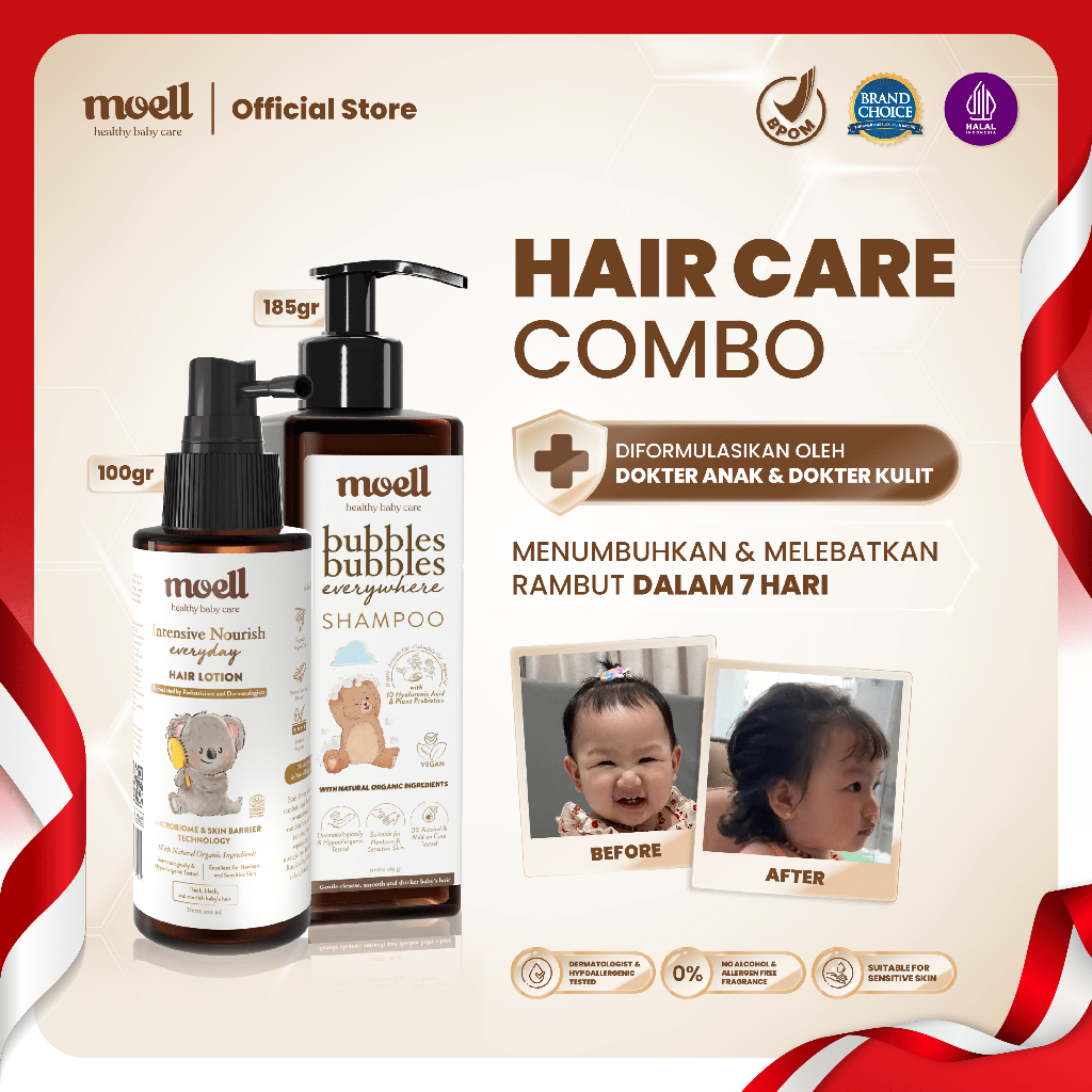 Jual Moell Hair Care - Hair Lotion 100gr & Shampoo 185gr - Menumbuhkan ...