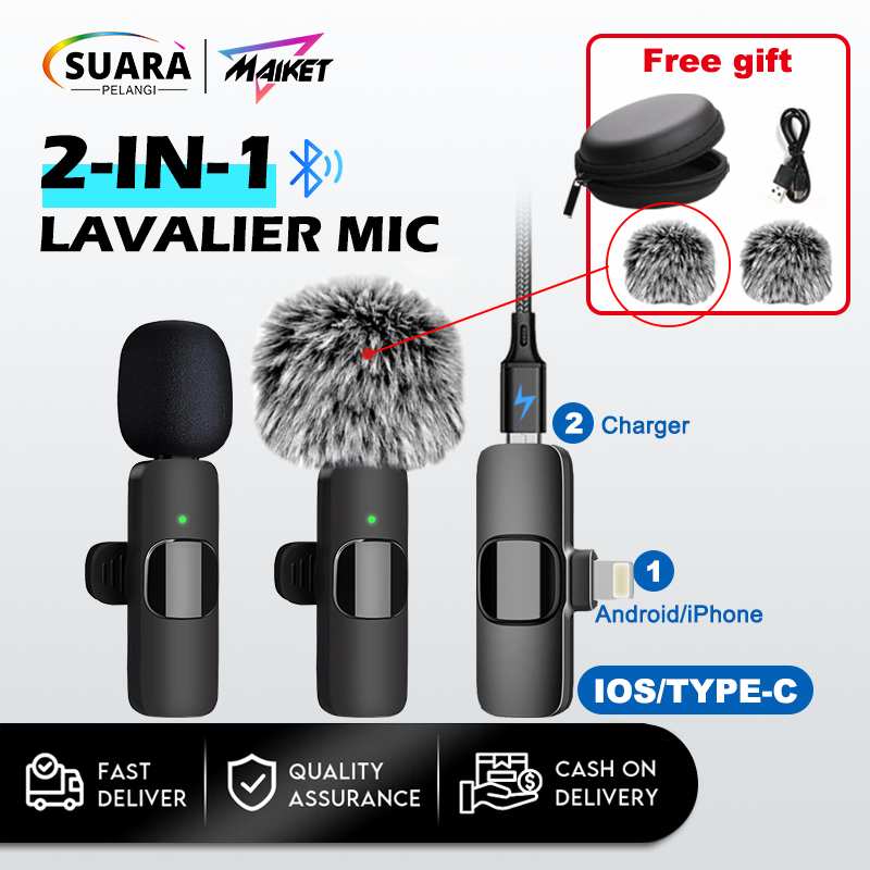 Jual [Pro Mic] MAIKET Microphone wireless clip on Nirkabel Lavalier ...