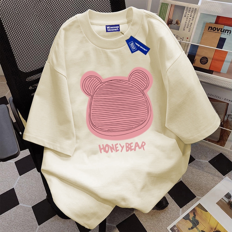 Jual DSSTORY Korea style “Honey bear” print kaos kasual longgar| Kaos ...